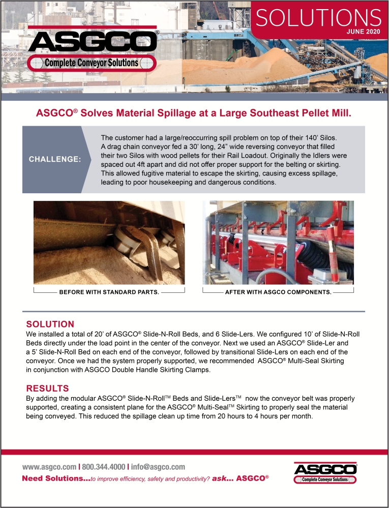 ASGCO® Solves Material Spillage at a Large Southeast Pellet Mill.